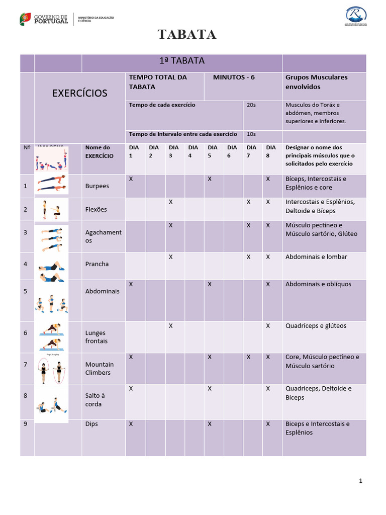 Ficha de Registo Treino de TABATA | PDF