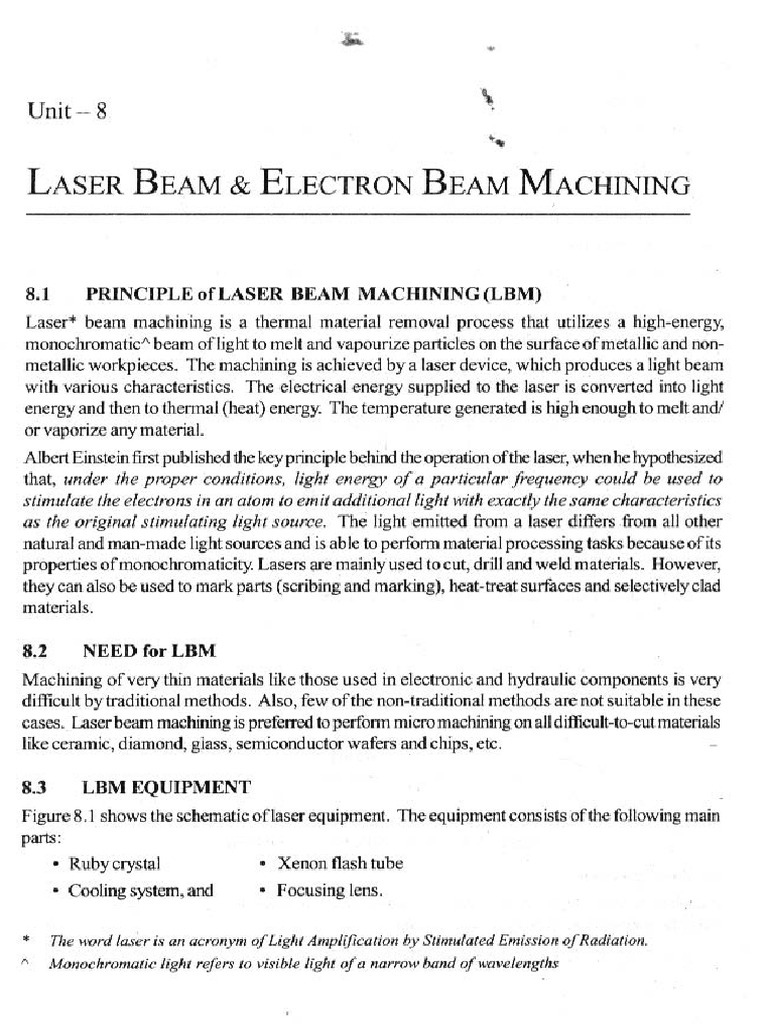 Laser Beam & Electron Bean Machining | PDF
