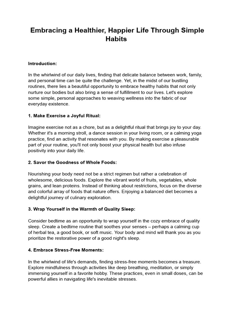 Introduction Healthy Habits and Fitness | PDF | Psychology ...