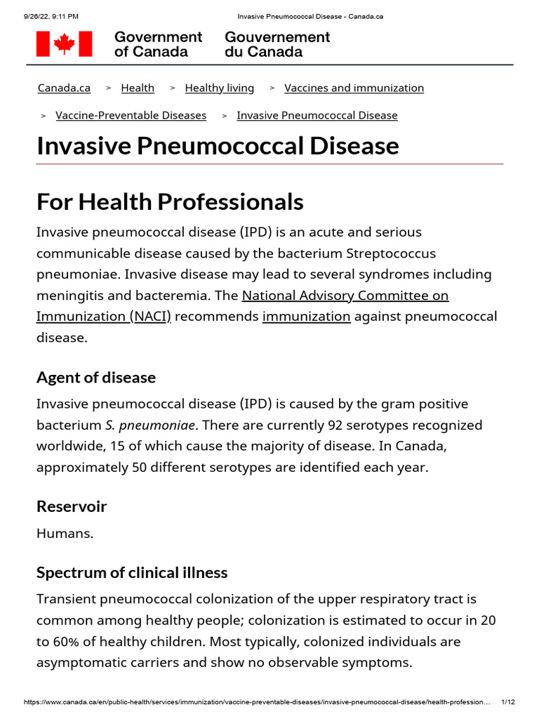 Invasive Pneumococcal Disease - Canada - Ca 2000-2011 | PDF | Pneumonia ...