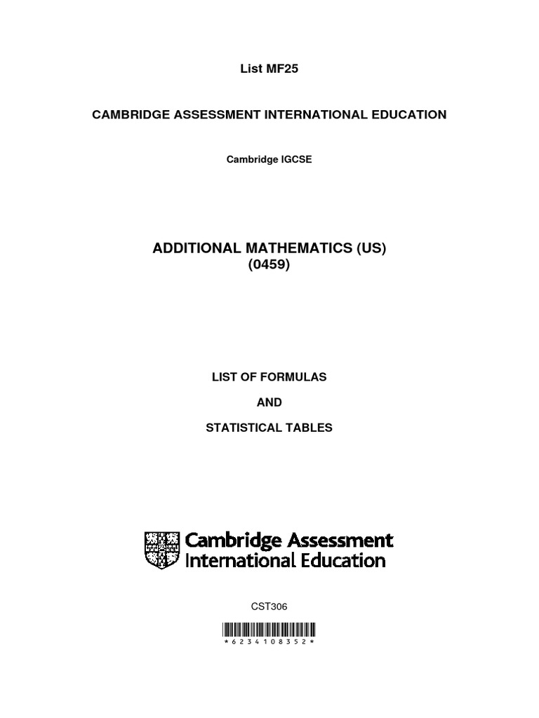 Cambridge Pre-U Math Formulas Guide | PDF | Quadratic Equation ...