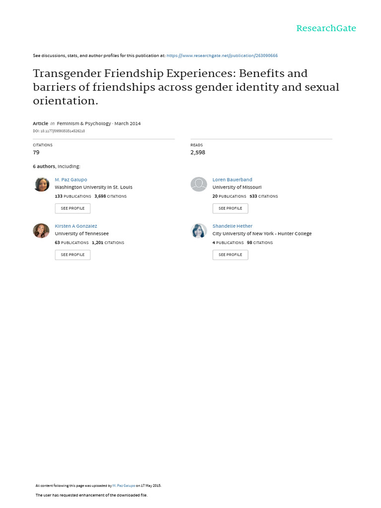 Galupo Etal Trans Friendship | PDF | Intersectionality | Lgbt