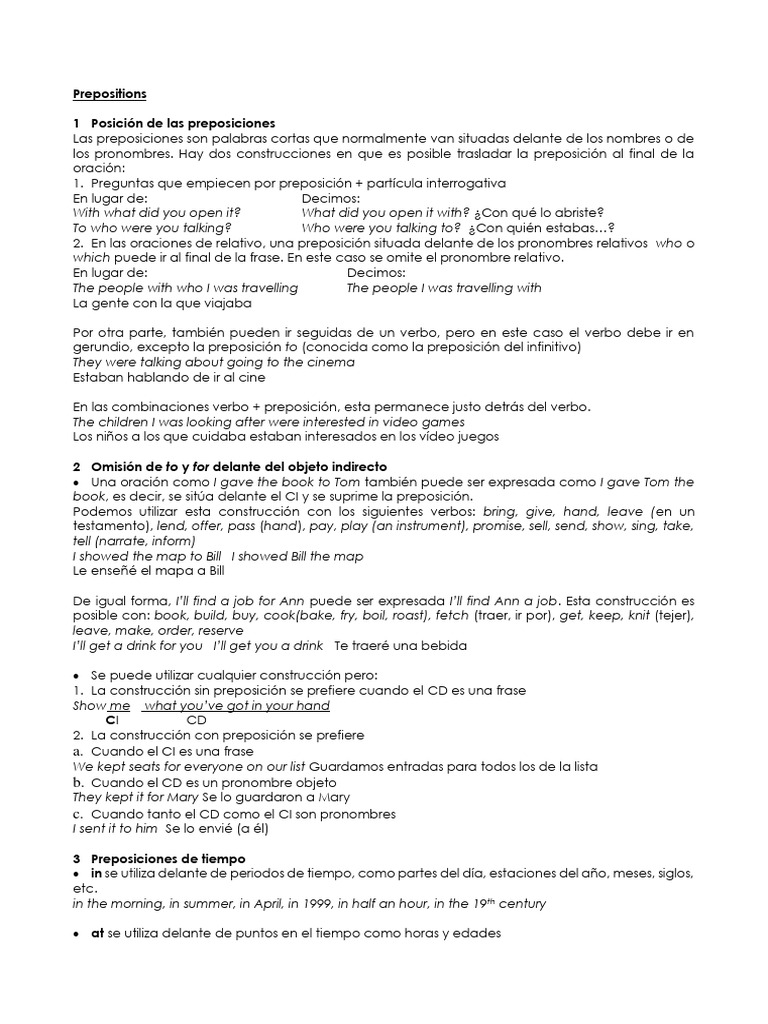 Guía de Uso de Preposiciones | PDF | Morfología Lingüística | Semántica