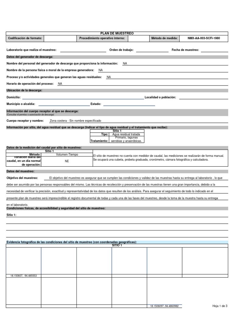 Plan de Muestreo | PDF | Muestreo (Estadísticas) | Aguas residuales