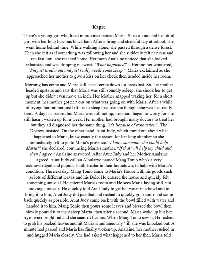 Kapre (An Original Short Story) | PDF