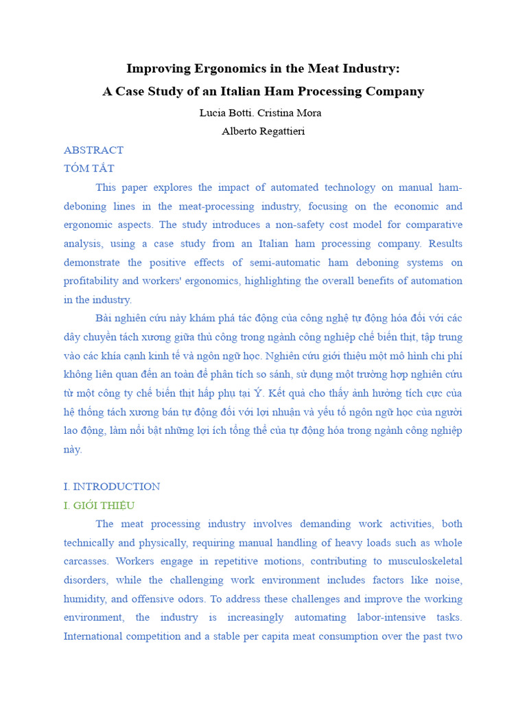 Improving Ergonomics in The Meat Industry | PDF