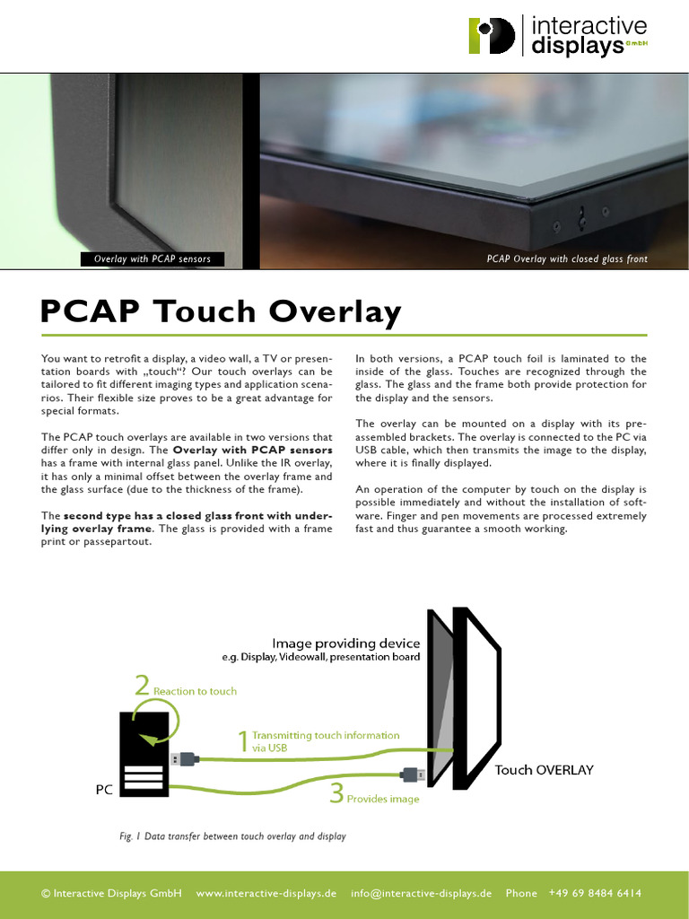 Data Sheet Pcap Touch Overlays | PDF | Touchscreen | Personal Computers