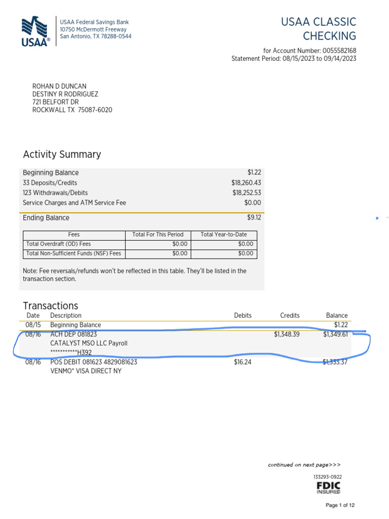 USAA Classic Checking Statement Summary | PDF | Transaction Account ...