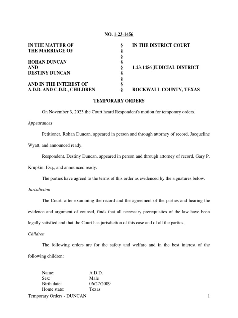 Temporary Orders | PDF | Conservatorship | Workweek And Weekend