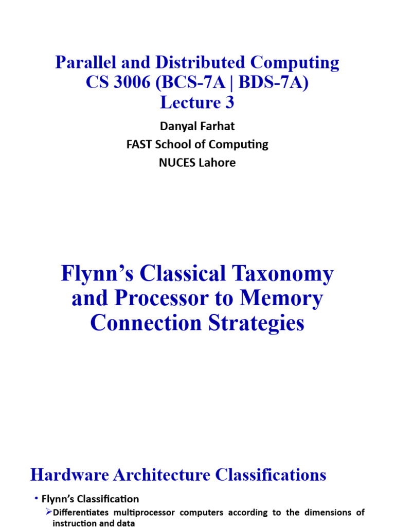 Lecture 3 Flynn S Classical Taxonomy Pdf Central Processing Unit Parallel Computing