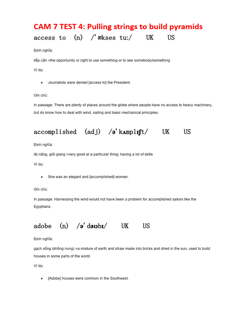 CAM 7 - TEST 4 - Vocab | PDF