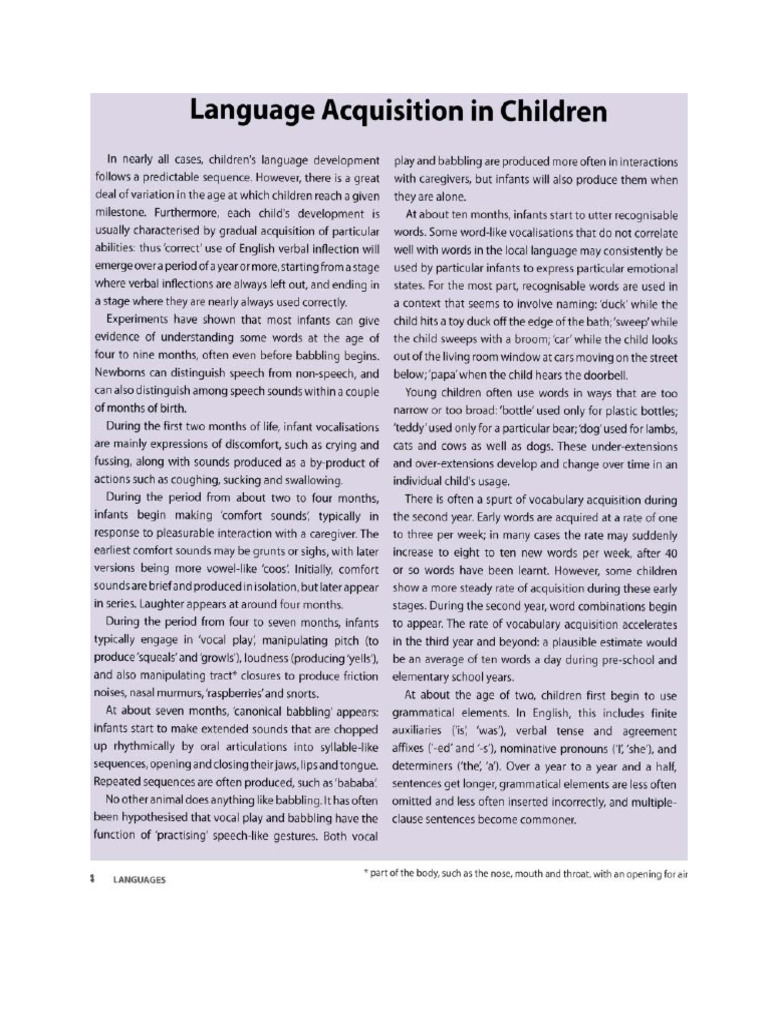 Language Acquisition in Children | PDF