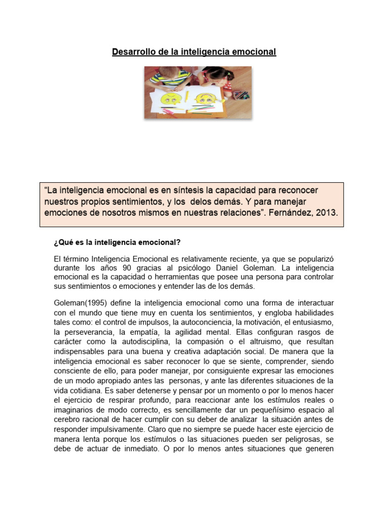Desarrollo Emocional | PDF | Inteligencia emocional | Las emociones