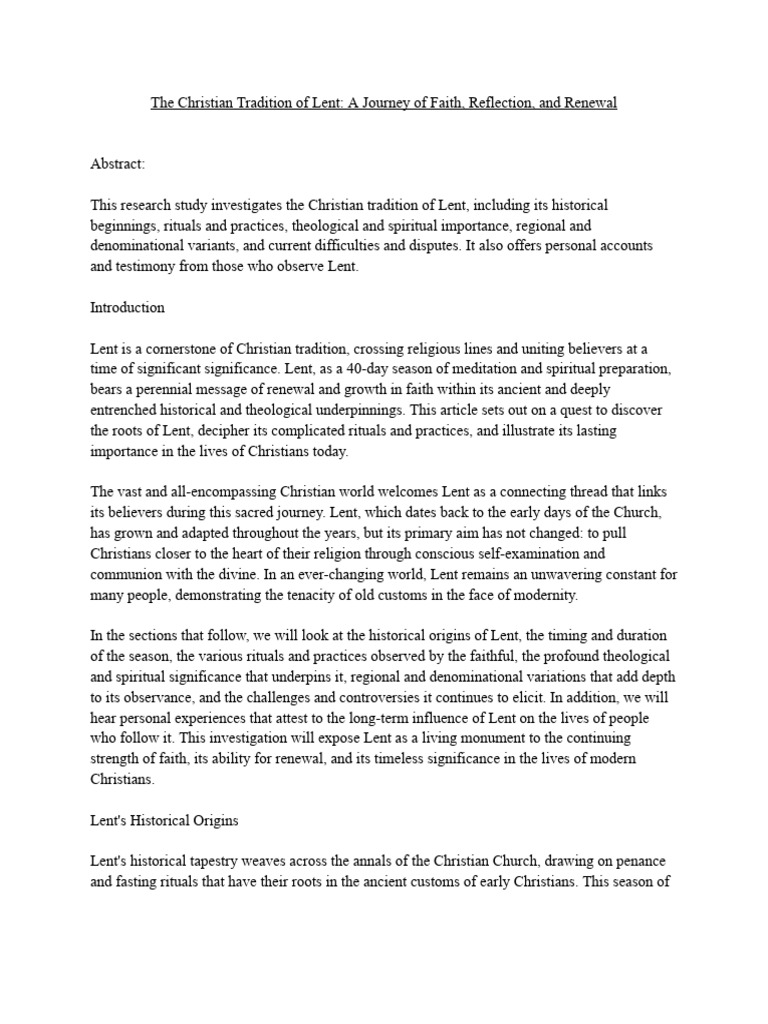 Research Assignment On Lent | PDF | Lent | Jesus