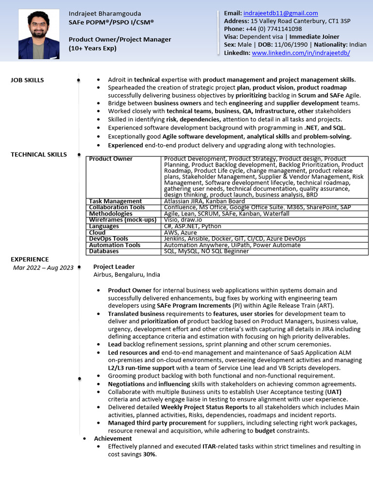 Indrajeet - B CV | PDF | Scrum (Software Development) | Agile Software Development