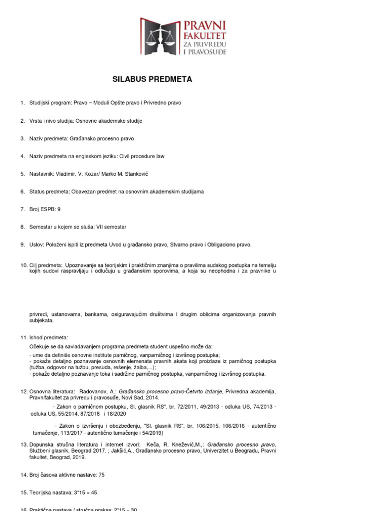 Gradjansko Procesno Pravo | PDF