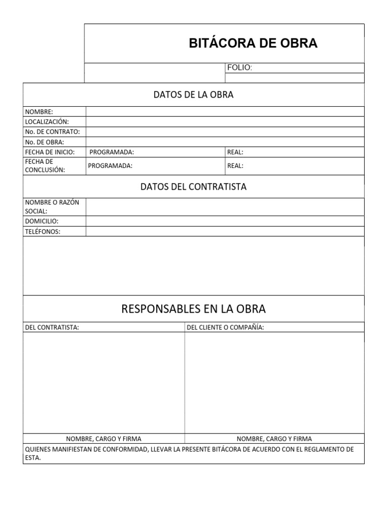 Bitacora de Obra | PDF