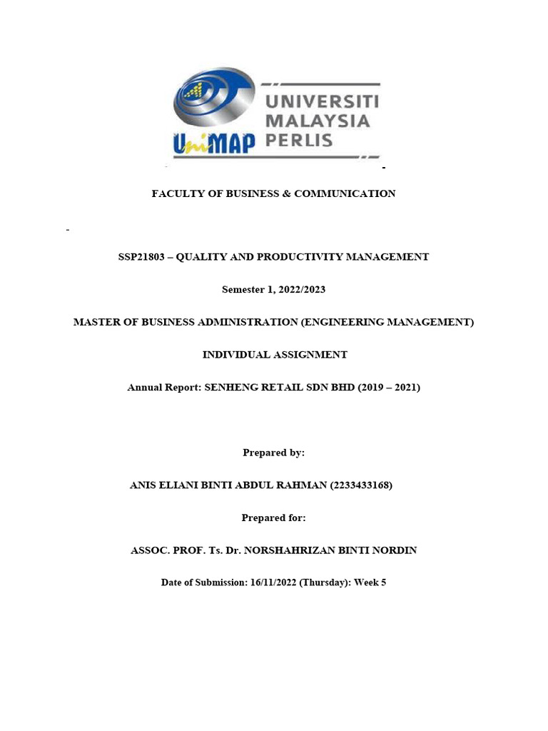 Senheng Retail Quality Management Report | PDF | Audit | Internal Control