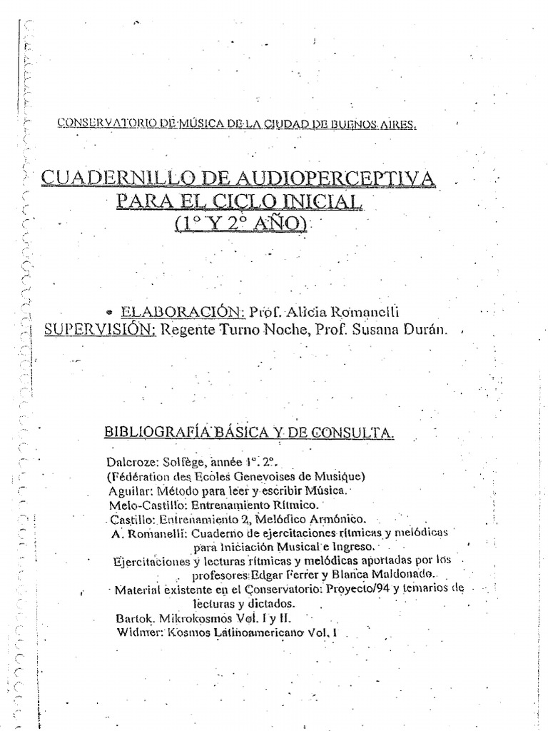Cuadernillo Audioperceptiva C I. 2 | PDF