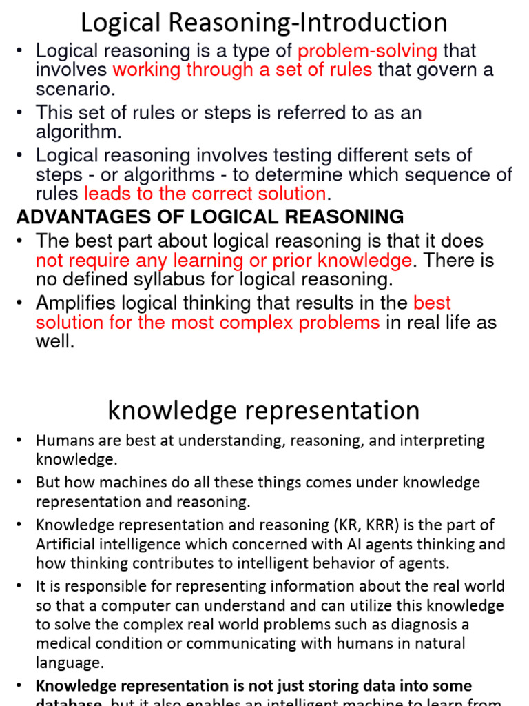 Logical Reasoning Introduction Pdf Knowledge Representation And 1834