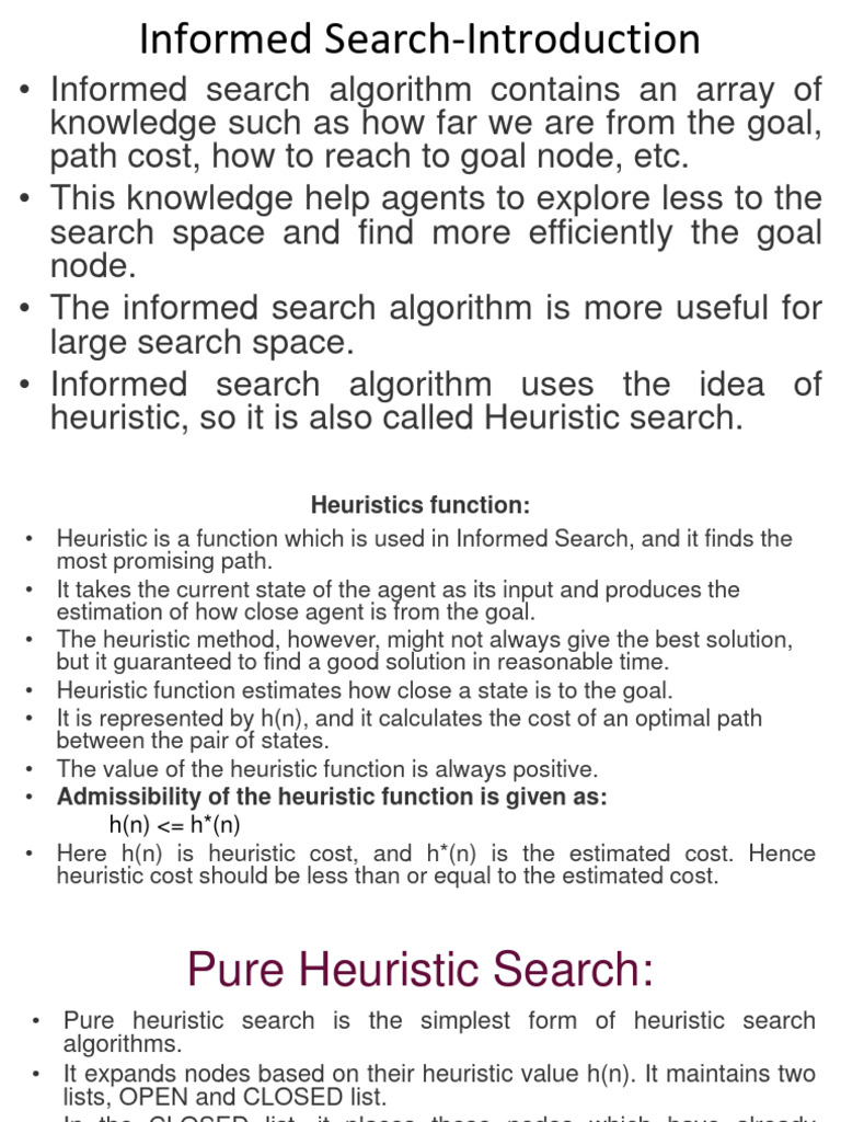 Unit 1 Informed Search-Introduction | PDF