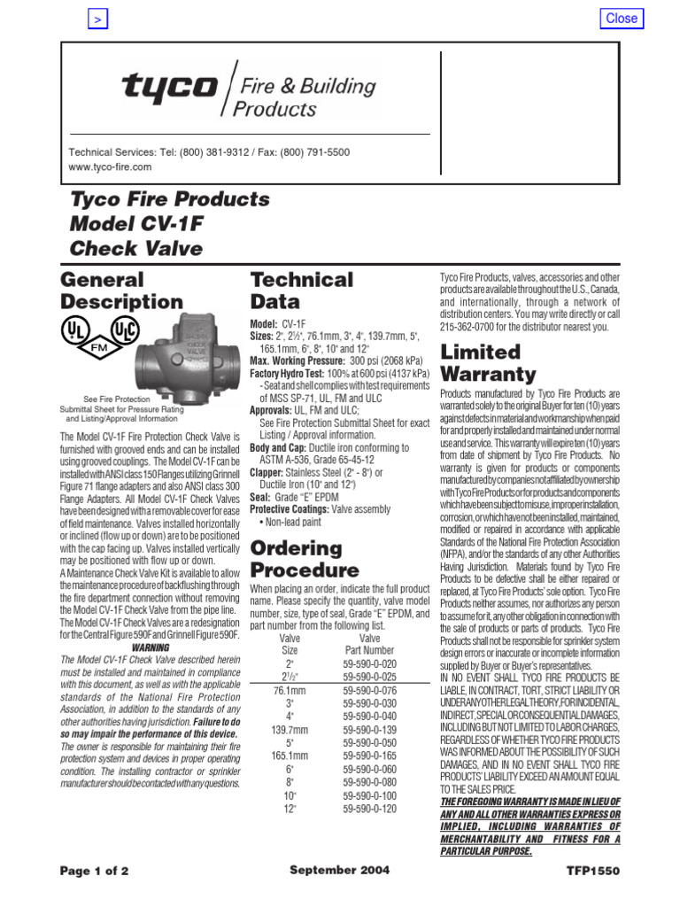 Valv Check Cv 1f Pdf 