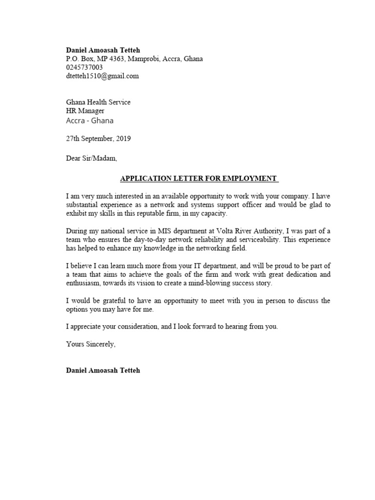 Dans Cover Letter GHS | PDF