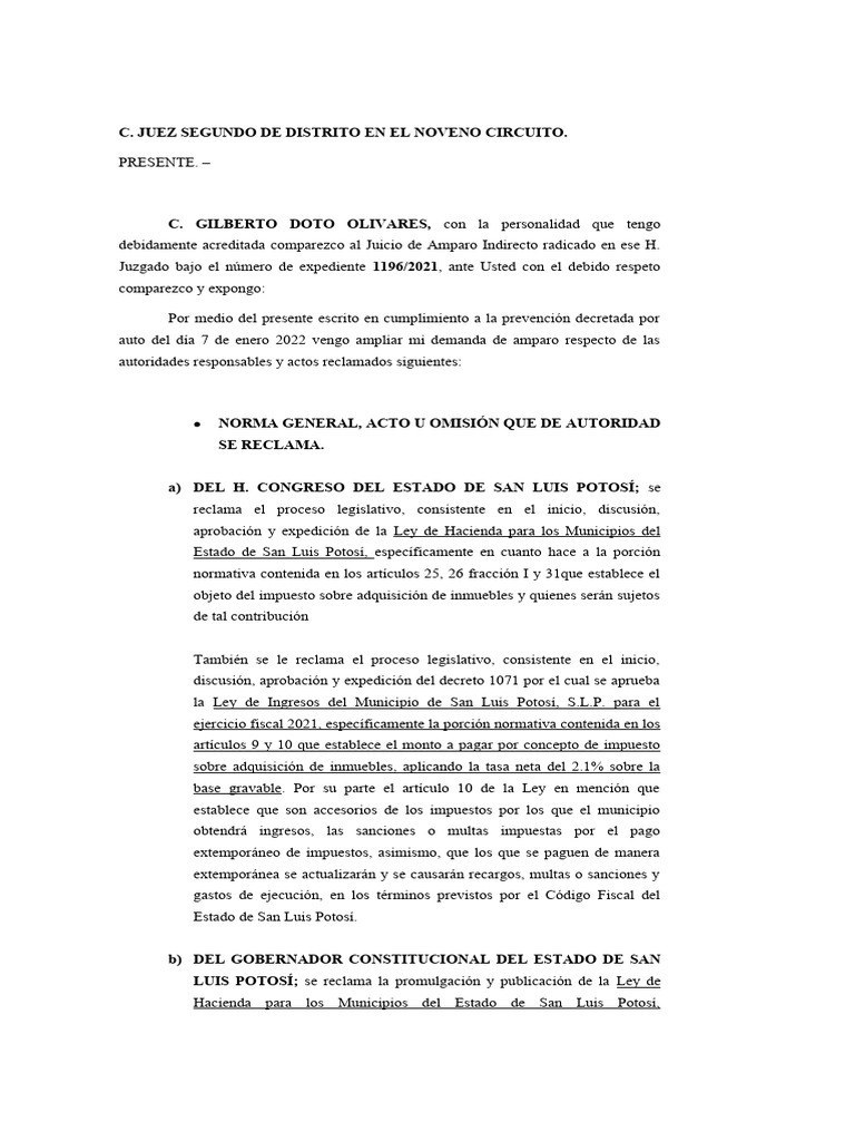 Ampliacion de Amparo Del ISAI SLP | PDF | Impuestos | Multa (pena)