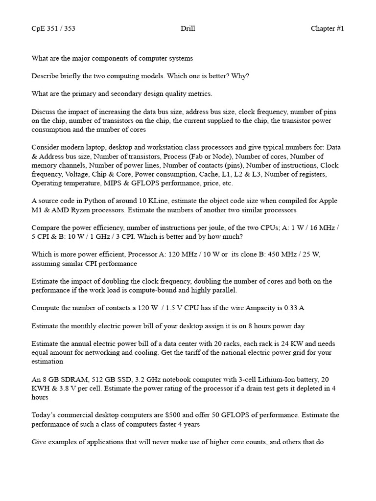 Drills | PDF | Central Processing Unit | Microprocessor