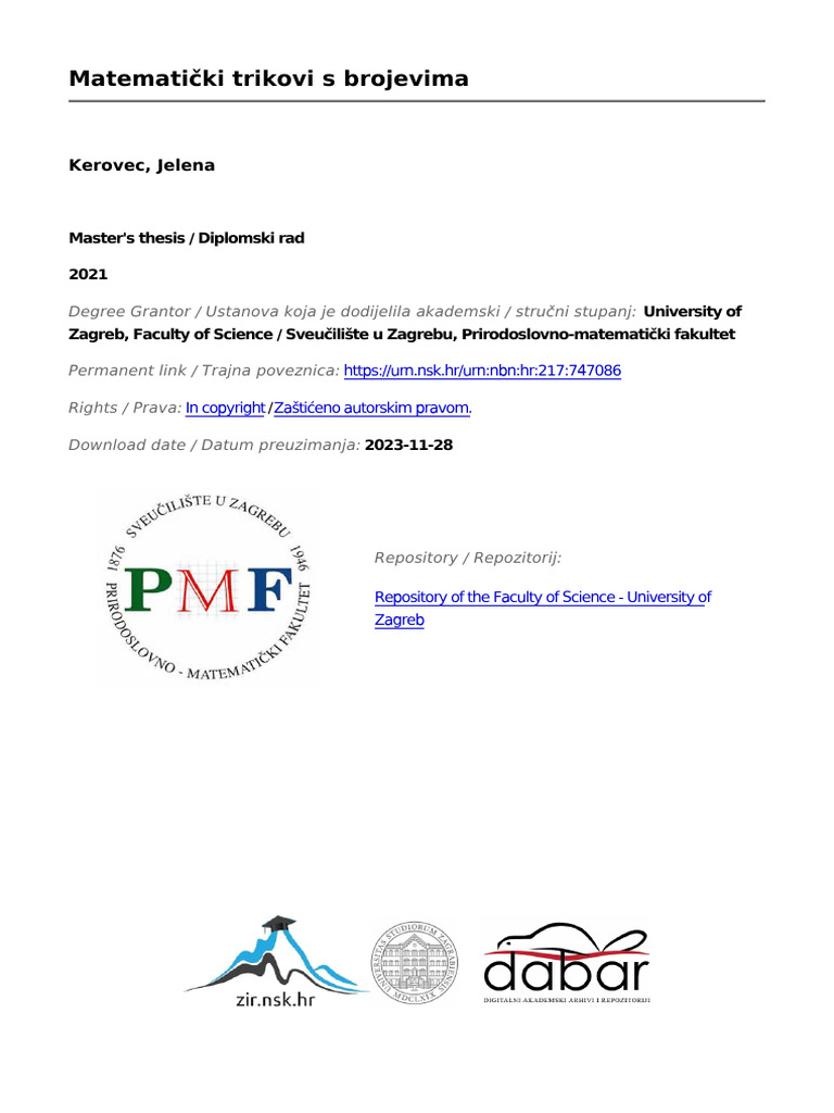 Matematicki Trikovi S Brojevima 1 | PDF