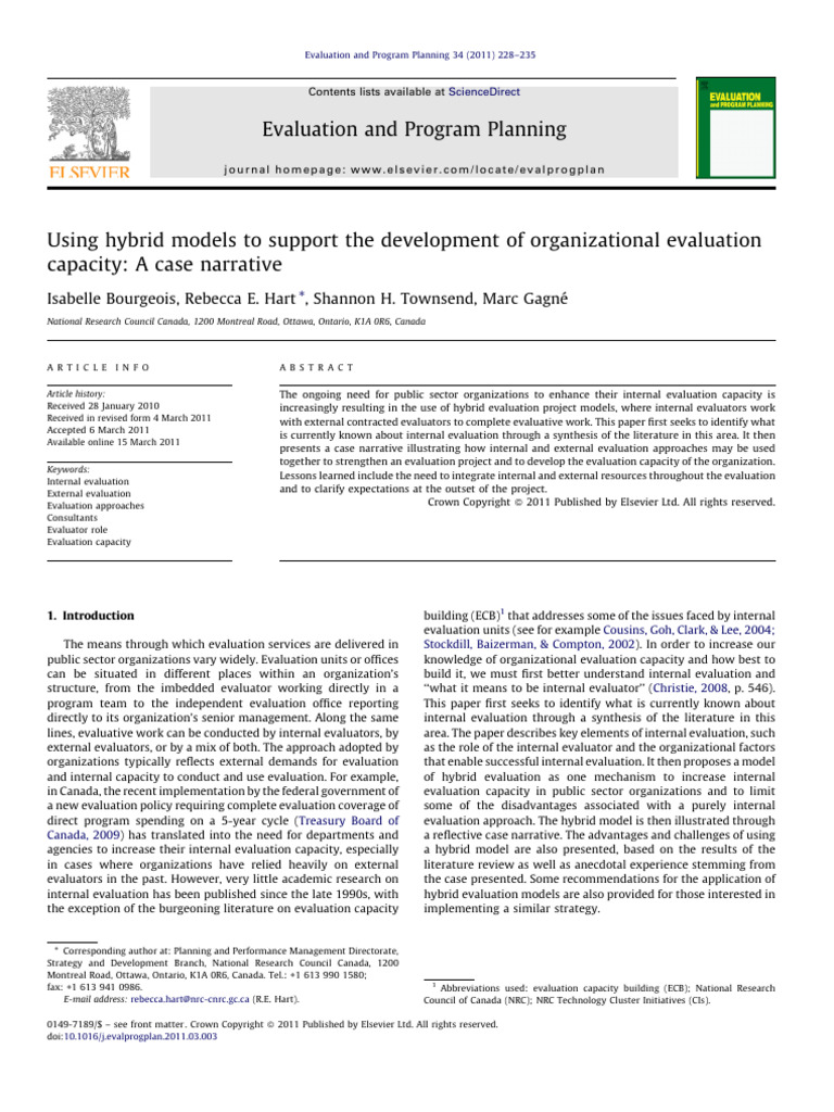Using Hybrid Models To Support The Development Of Orga 2011 Evaluation And P Pdf