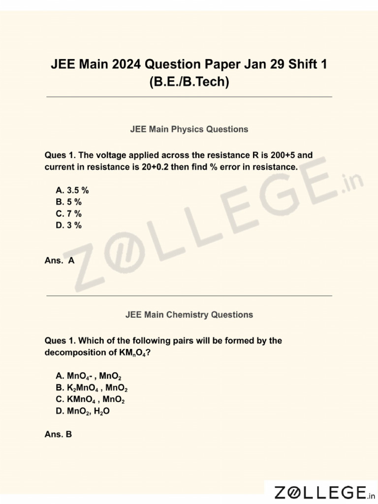 Jee 1 | PDF