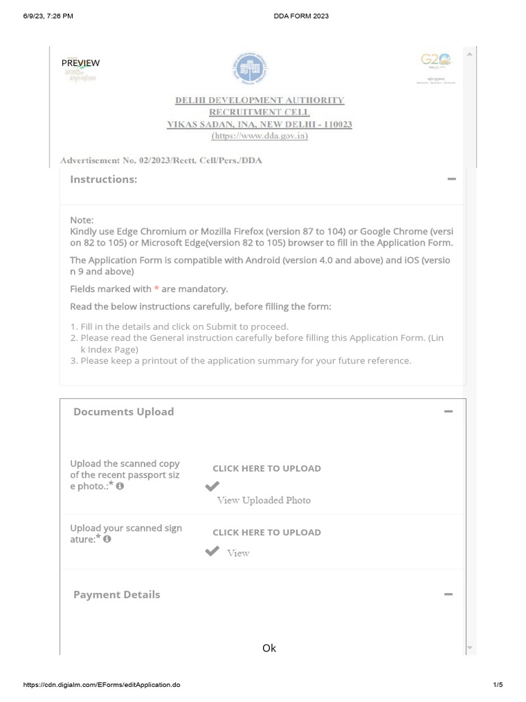 Dda Form 2023 Raj | PDF