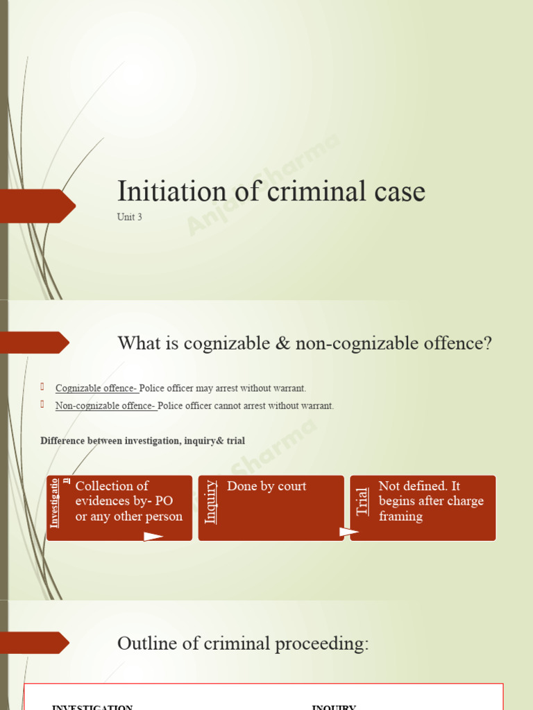 Unit 3 - Initiation of Criminal Case | PDF | Bail | Evidence (Law)