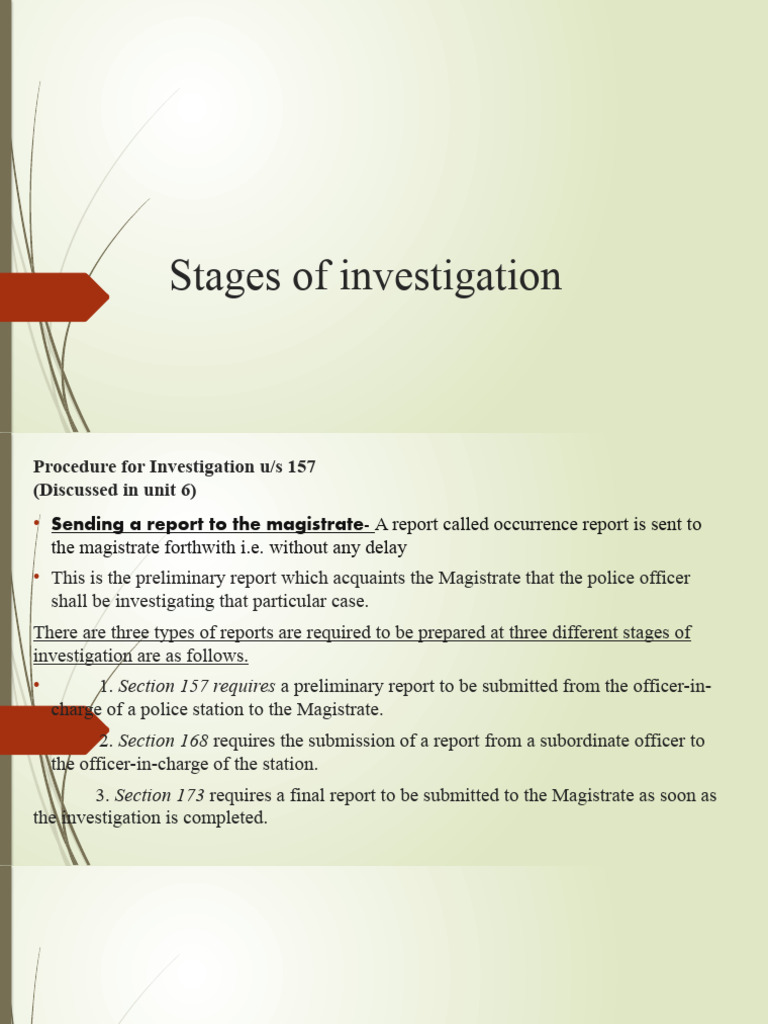 Unit 4 - Stages of Investigation | PDF | Arrest | Detention (Imprisonment)