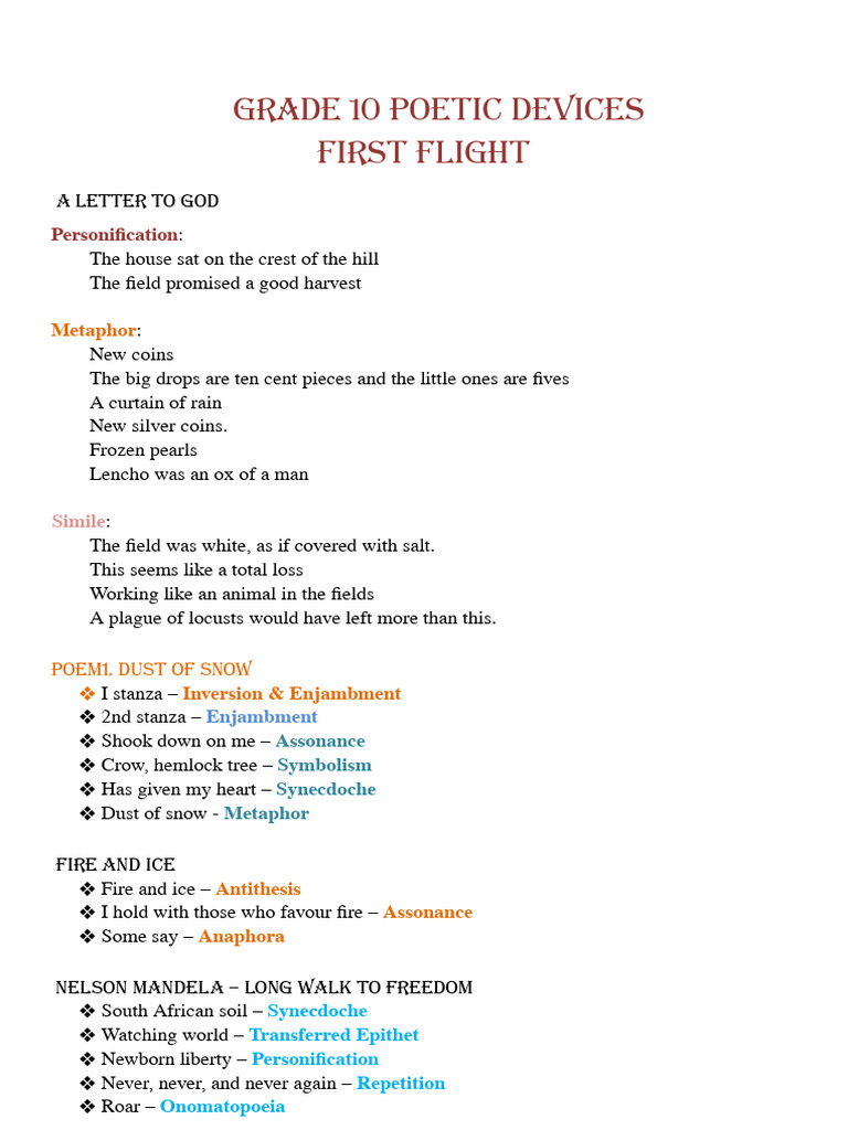 Class 10 Poetic Devices | PDF