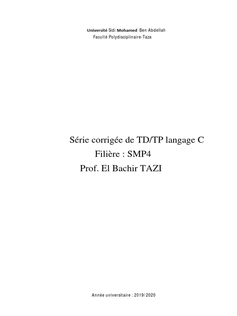 Serie Corrigee TP Langage C | PDF
