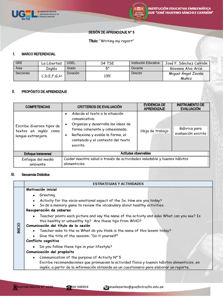 Lesson Plan Session 5 | Descargar gratis PDF | Escritura | Comunicación
