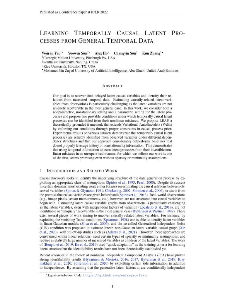 Learning Temporally Causal Latent Processes From General Temporal Data ... Learning Temporally Causal Latent Processes From General Temporal Data ...