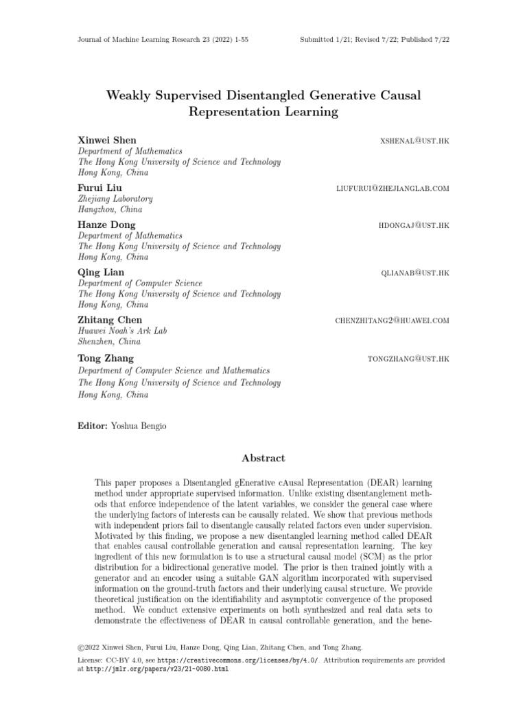 Weakly Supervised Disentangled Generative Causal Representation Learning | PDF | Causality ...