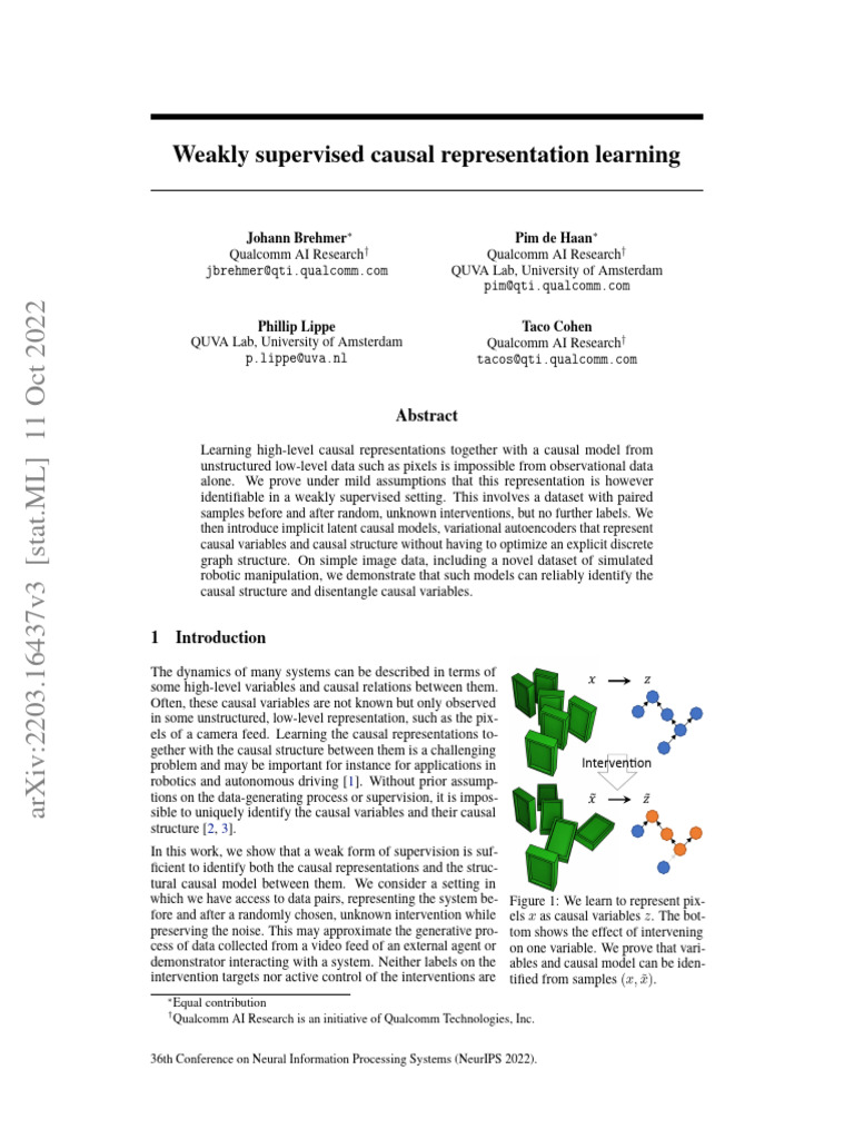 Weakly Supervised Causal Representation Learning | PDF | Causality | Mathematics