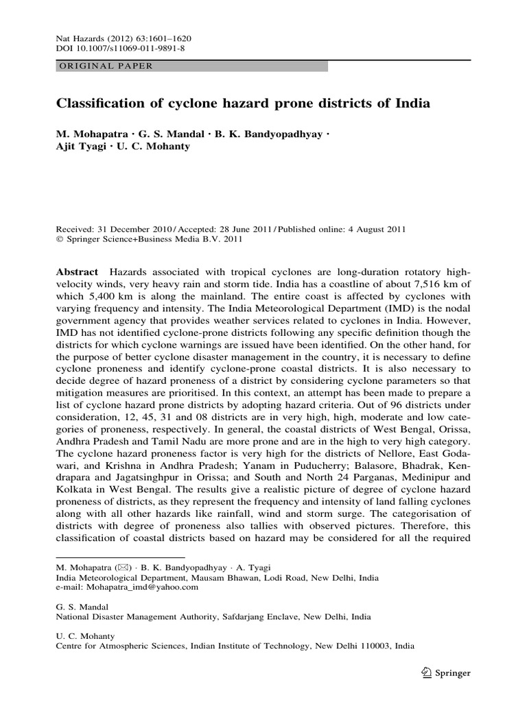 Cyclone Vulnerability Assessment Paper (Old) | PDF | Tropical Cyclones ...