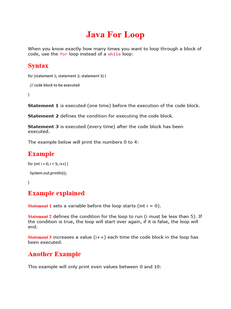 Chapter 007 For Loop, For Each Loop, Java Break and Continue | PDF | Teaching Methods & Materials