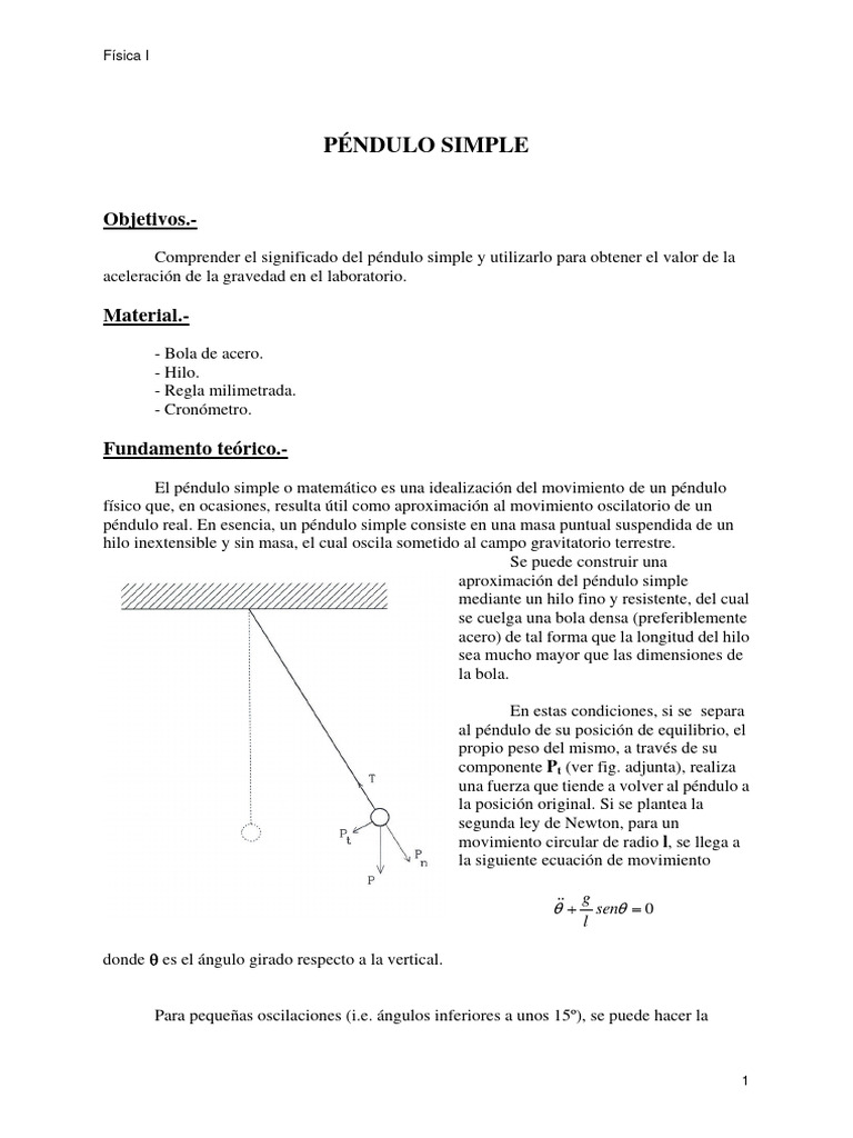 Péndulo SIMPLE | PDF | Péndulo | Oscilación