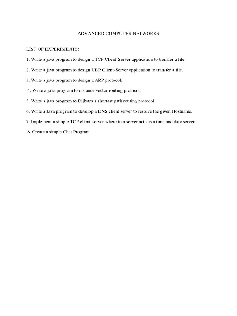 Advanced Computer Networks Lab | PDF | Port (Computer Networking) | Network Socket