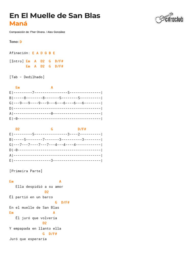 Cifra Club - Maná - en El Muelle de San Blas | PDF
