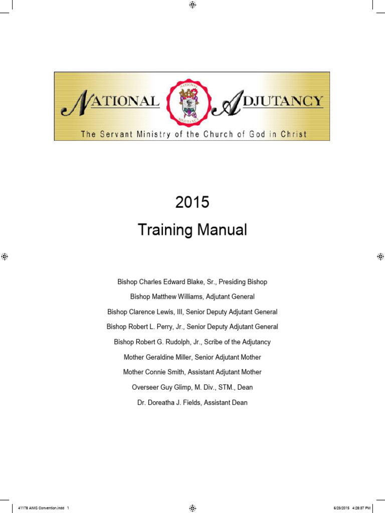 COGIC Adjutancy Training Manual 2015 | PDF