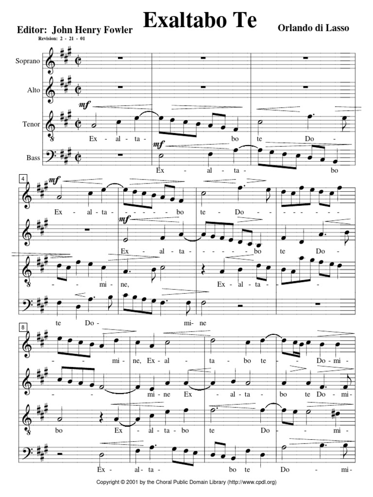 Di Lasso - Exaltabo Te | PDF