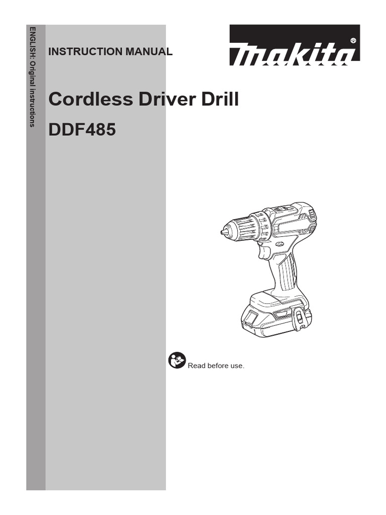 Cordless Driver Drill DDF485 Manual | PDF