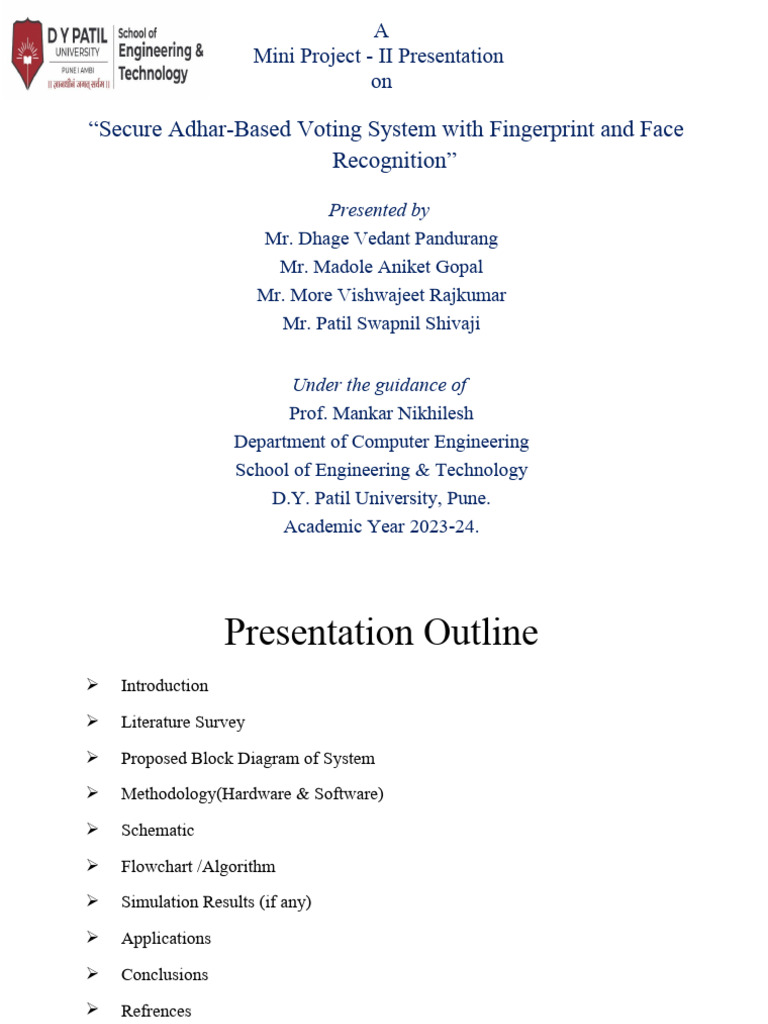 Secure Adhar-Based Voting System With Fingerprint and Face Recognition | PDF | Electronic Voting ...